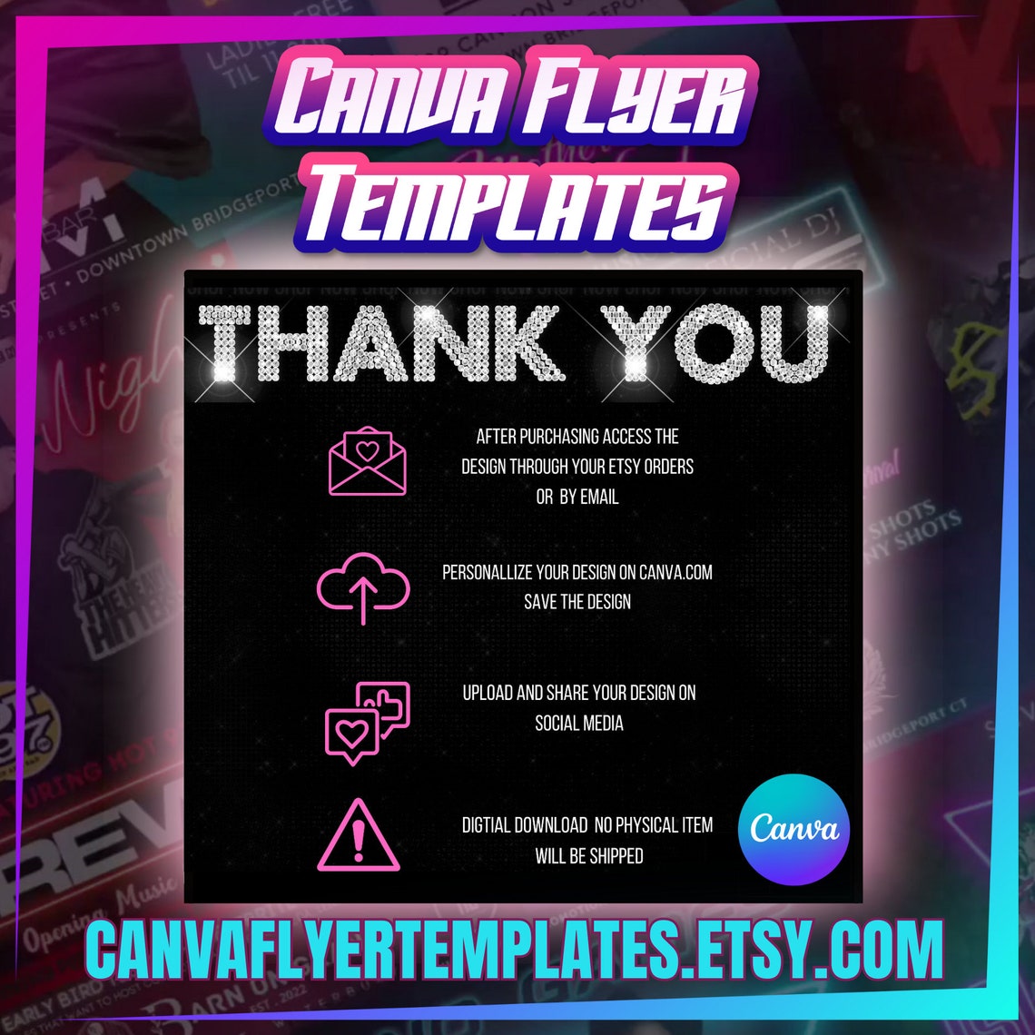 Editable Canva Motion Club Flyer Template -ball Drop New Years Eve 2025 ...