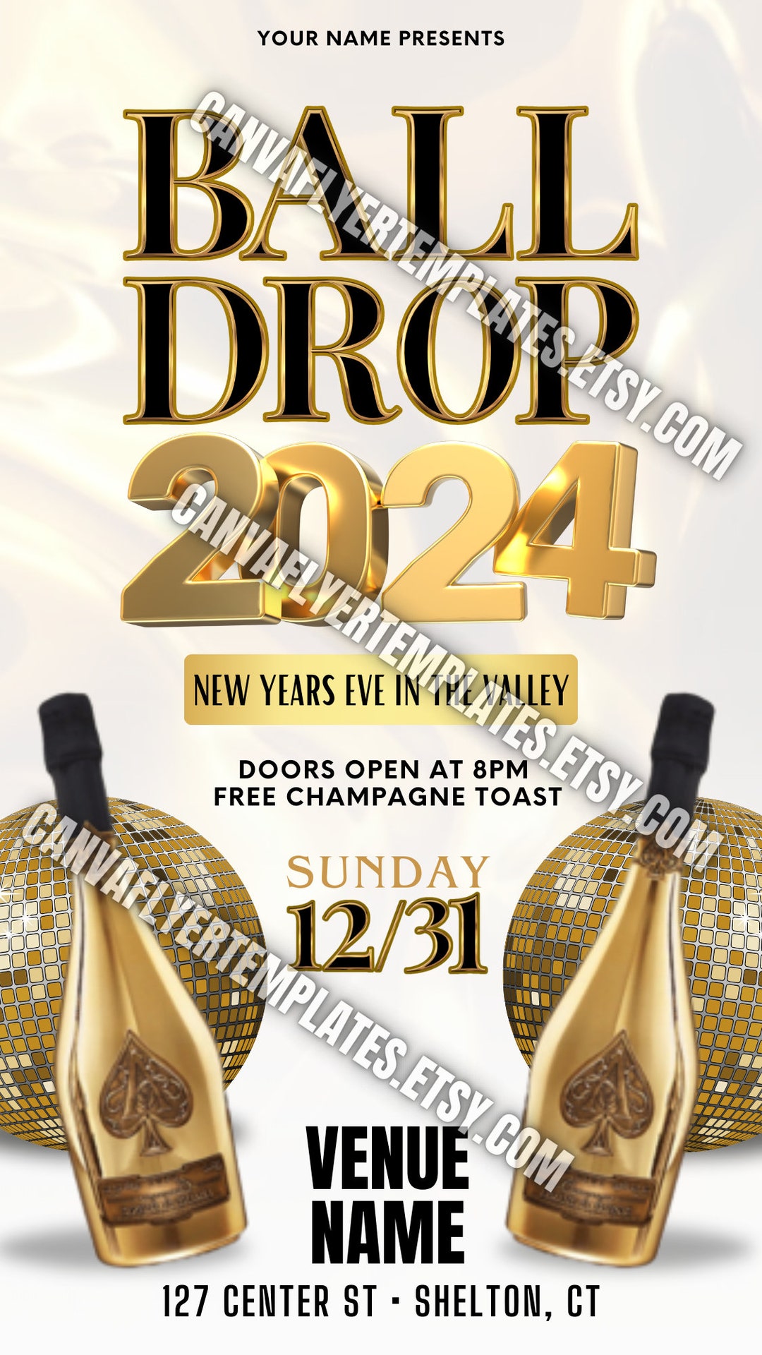 Editable Canva Motion Club Flyer Template ball Drop New Years - Etsy Canada