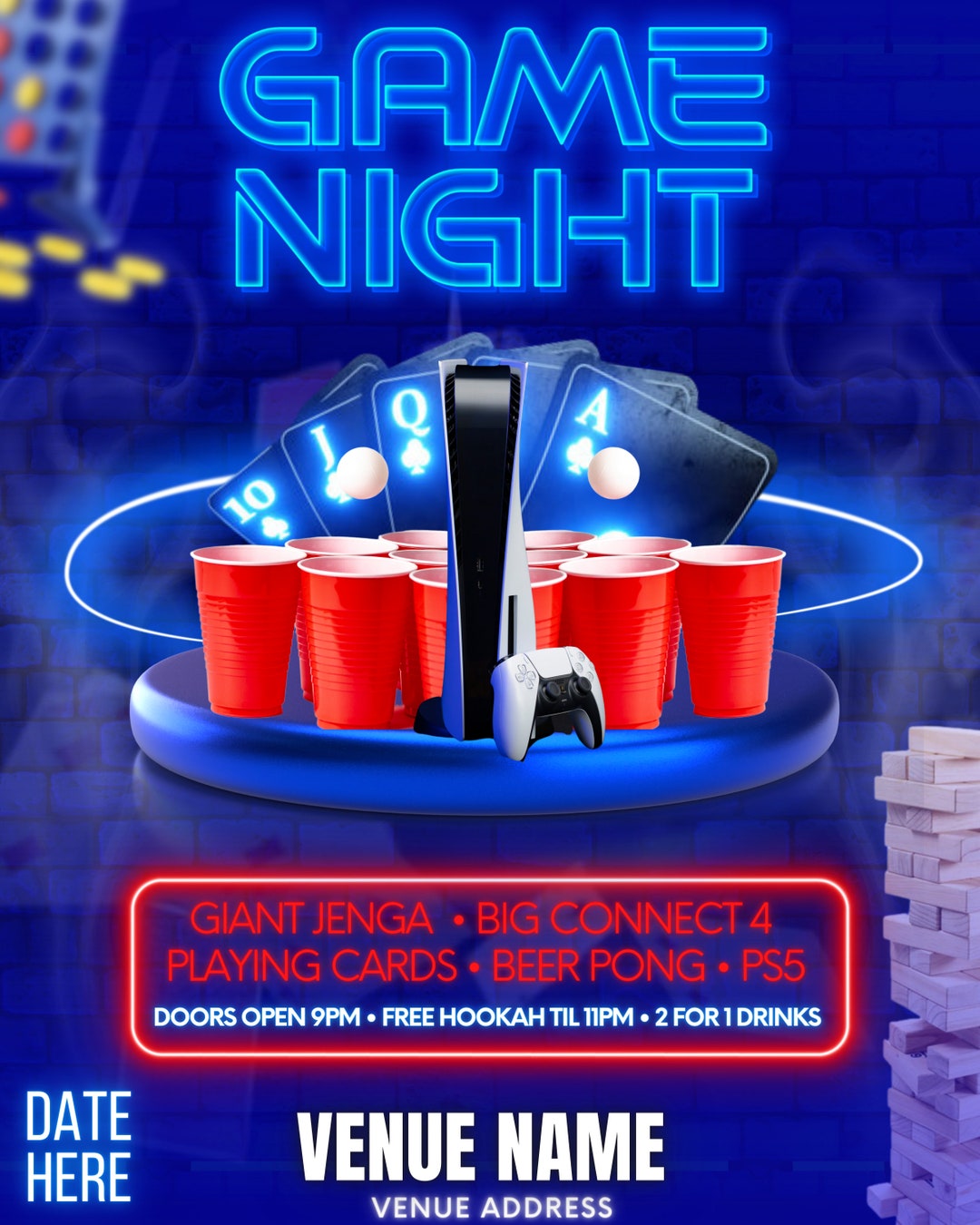 Editable Canva Animated Motion Flyer Template Game Night - Etsy