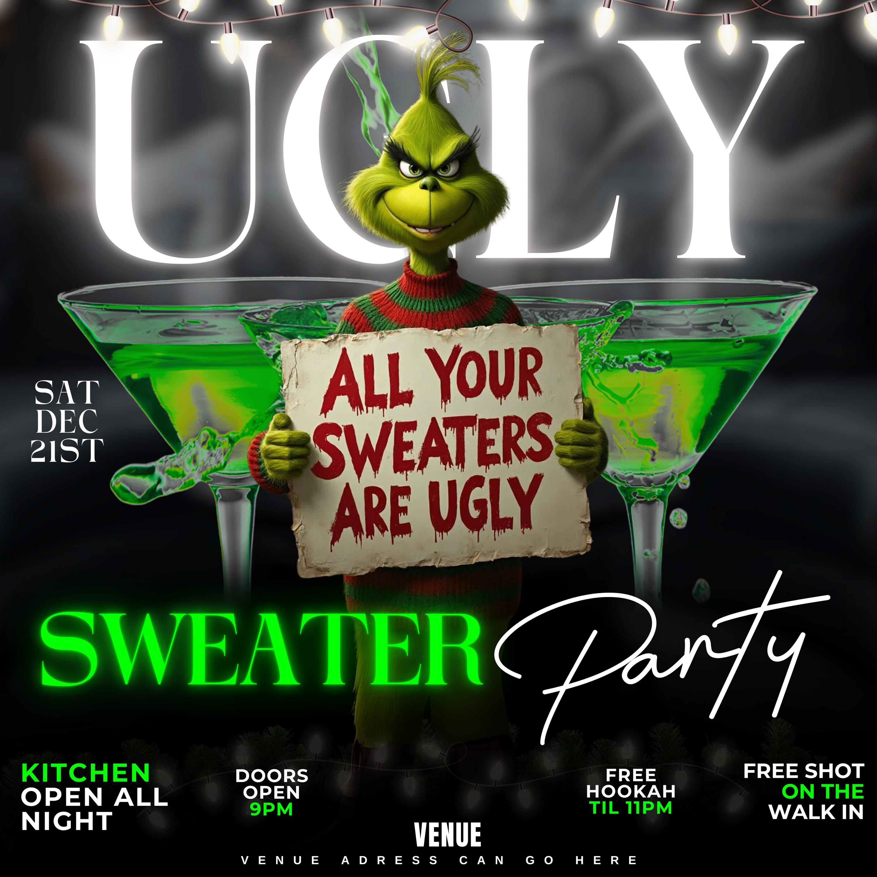Editable Motion/animated Club Flyer Canva Christmas Xmas Party Ugly ...