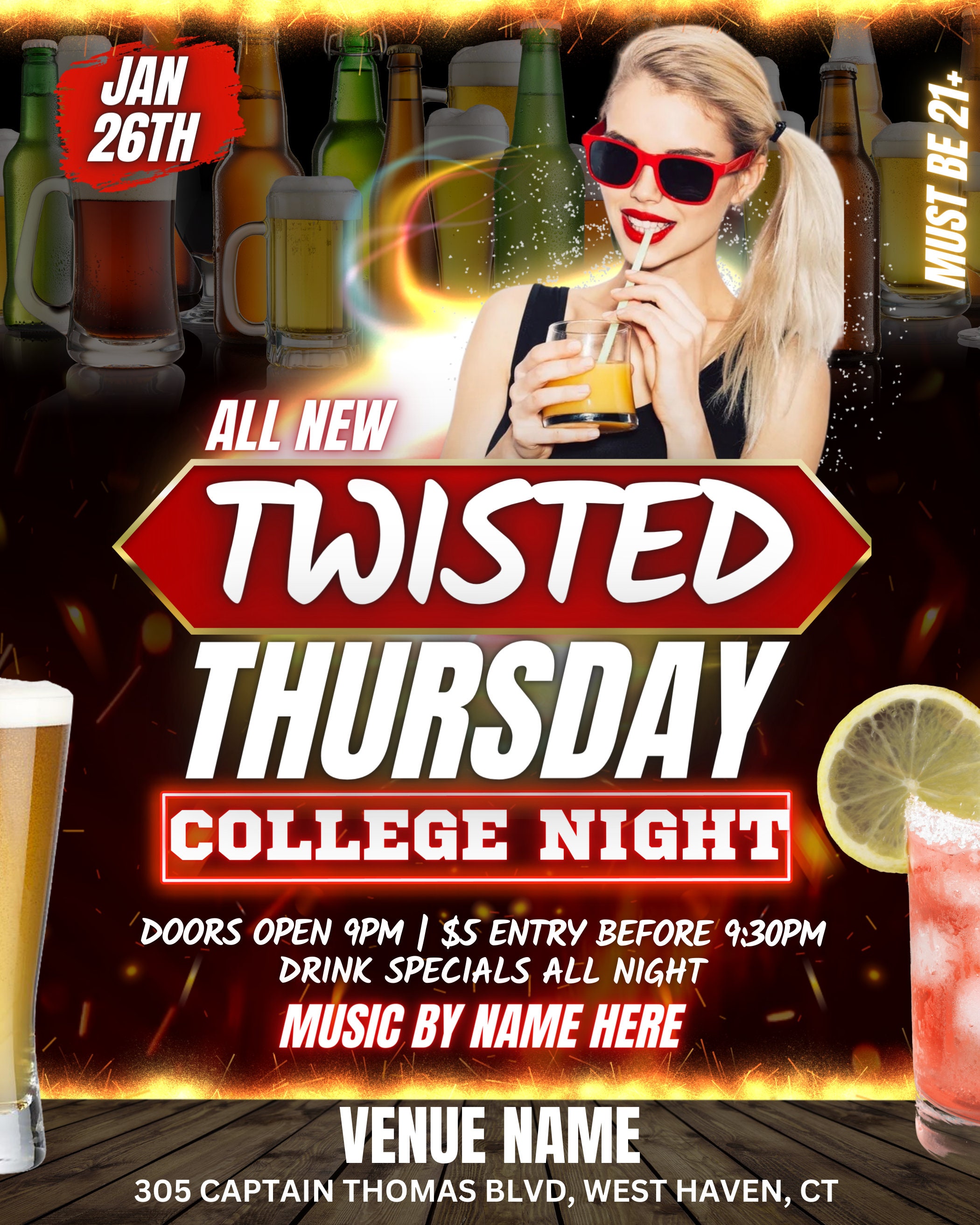 Editable College Night Animated Club Flyer Canva Template - Etsy
