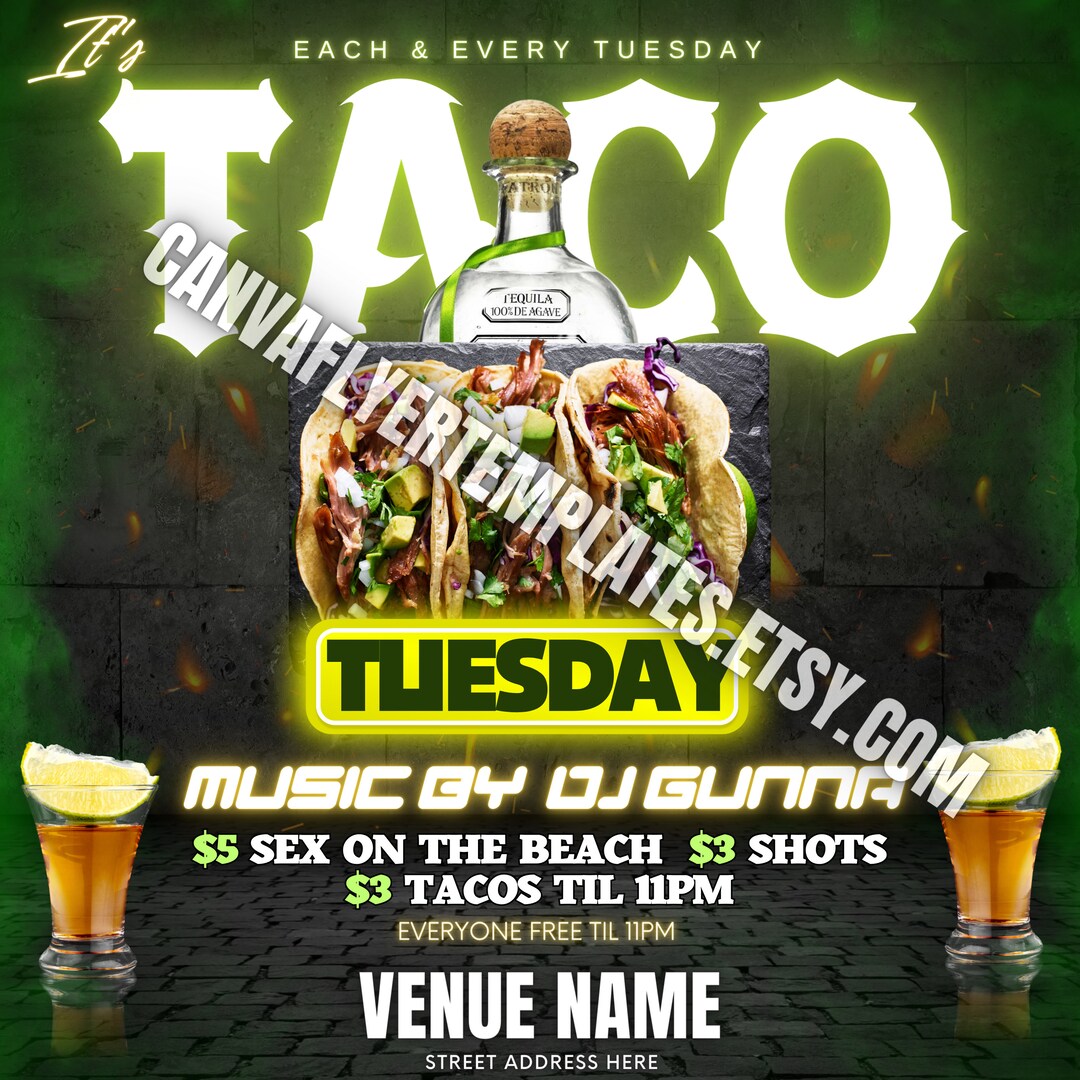 Taco Tuesday Editable Canva Motion Flyer Template - Etsy