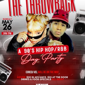 Editable Motion/animated Club Flyer Canva Template R&B Throwback 90's ...