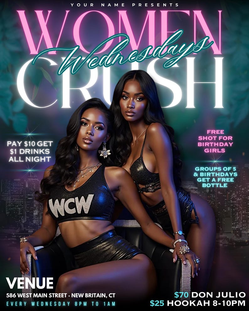 Editable Motion/animated Baddies Club Flyer Canva Template Women Crush Wednesday Ladies Night - Etsy