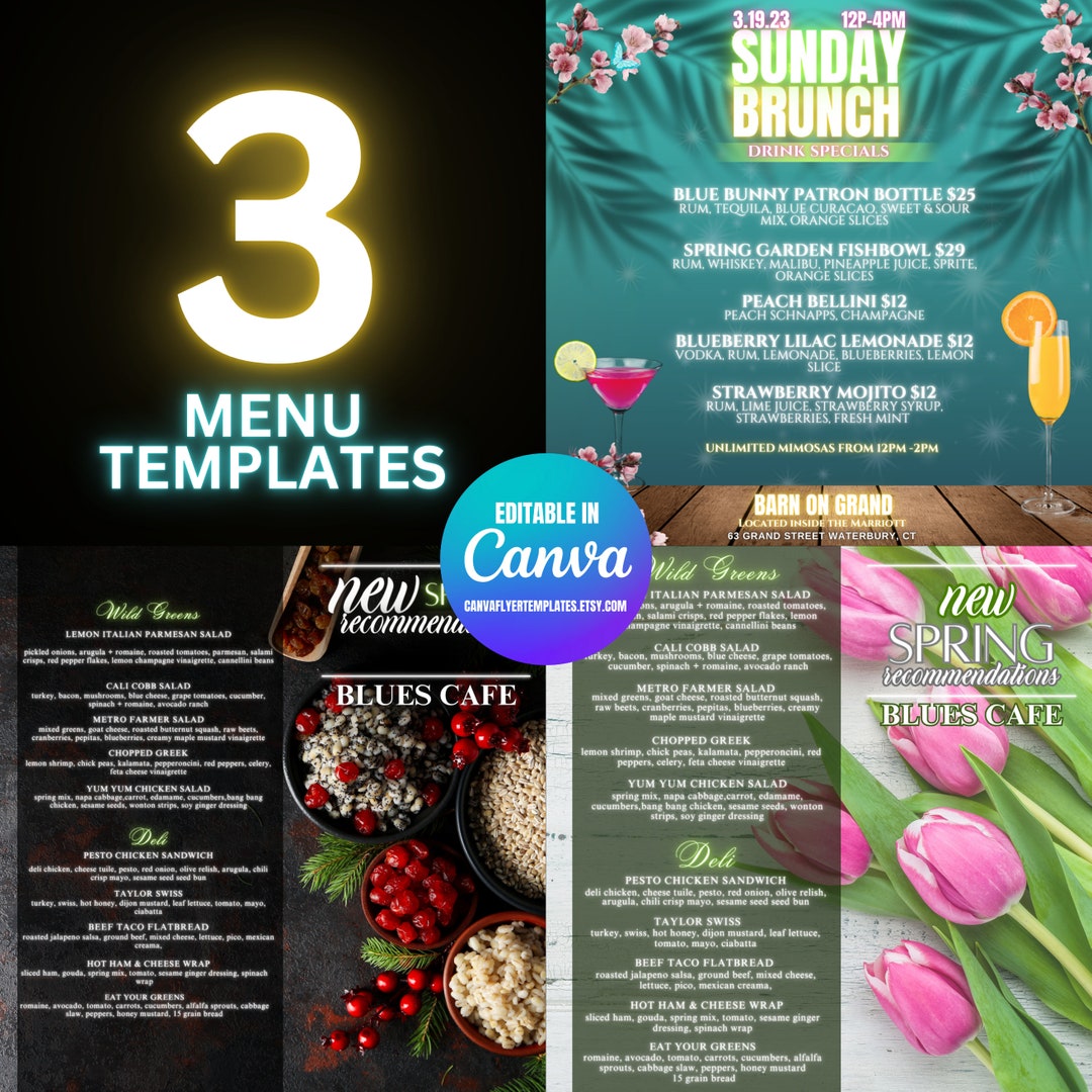 Editable Menu Canva Template - Etsy