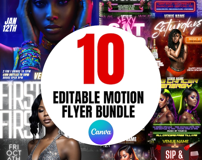 BUNDLE 10 Editable Canva Motion Club Flyer Templates - Etsy