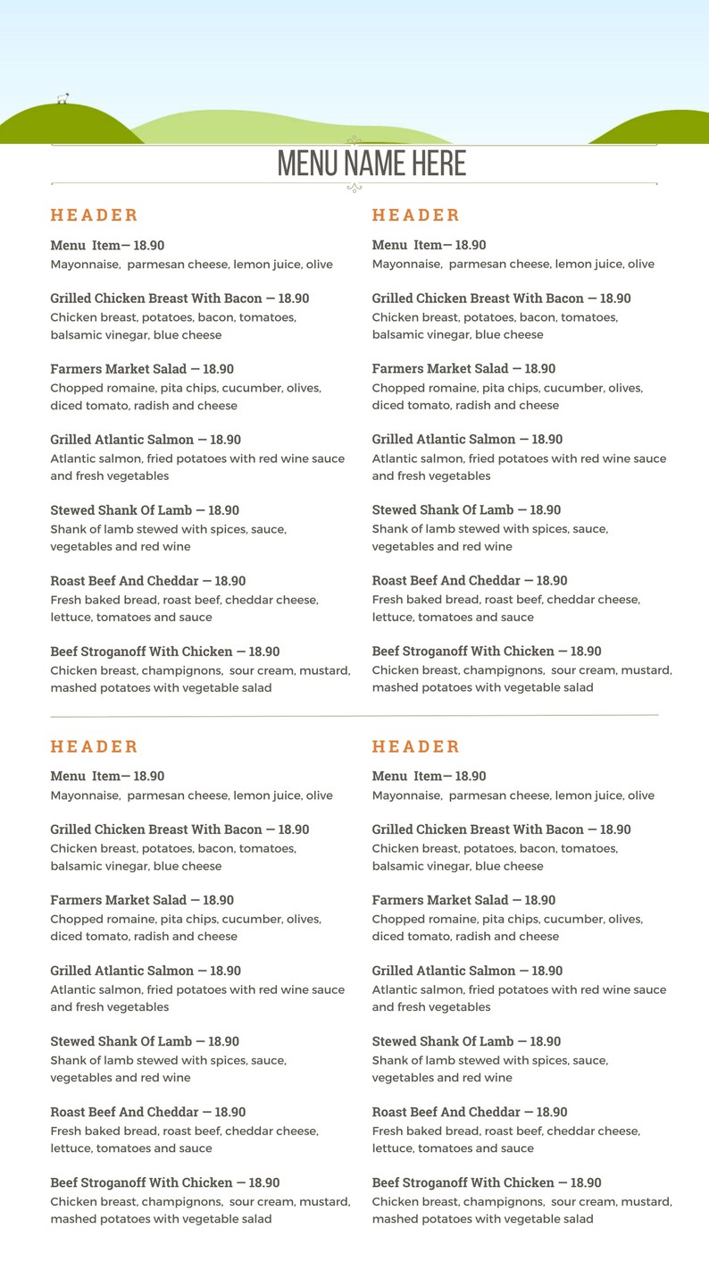 6 Editable Canva Menu Templates - Etsy