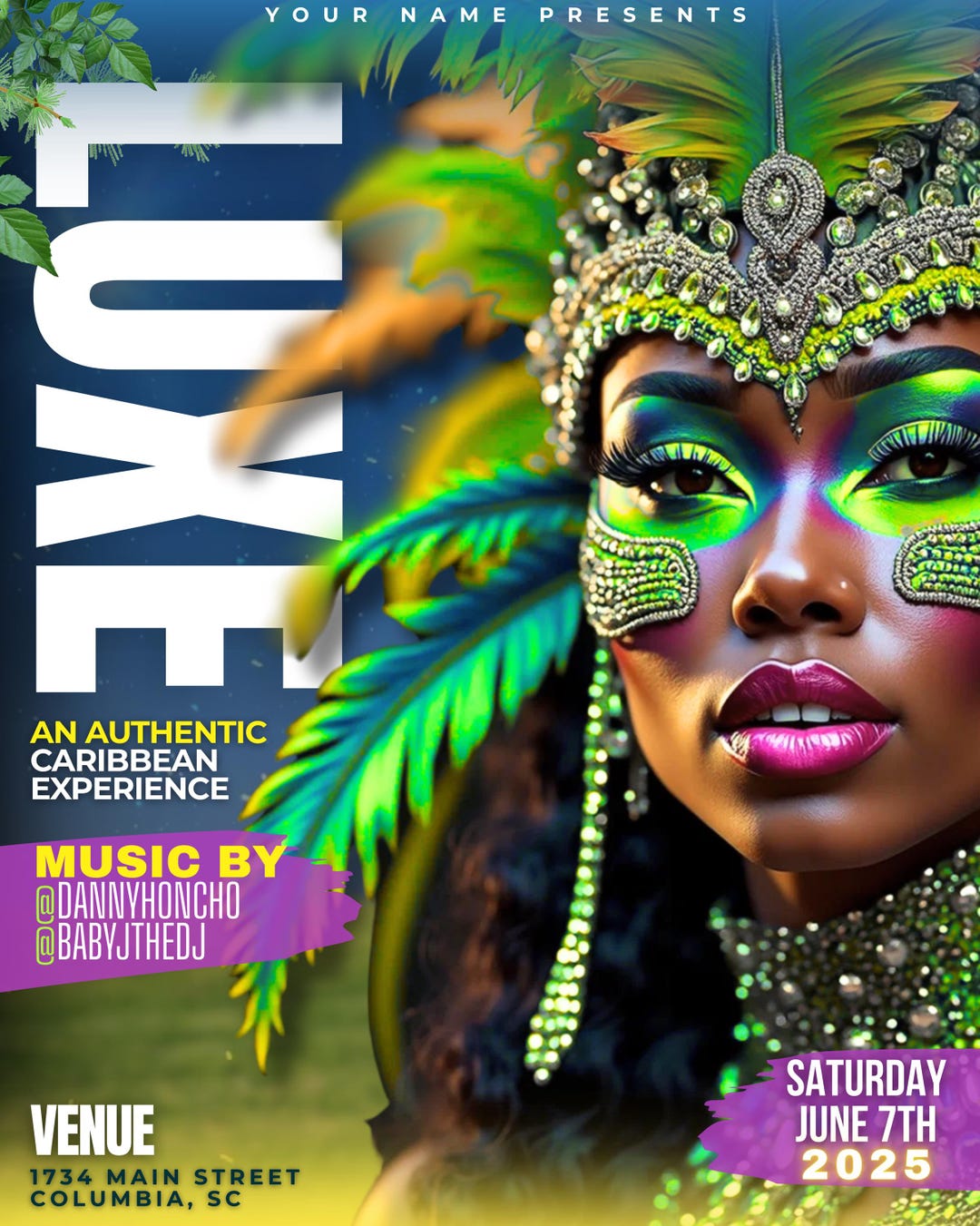 Editable Motion/animated Caribbean Club Flyer Canva Template Caribbean ...