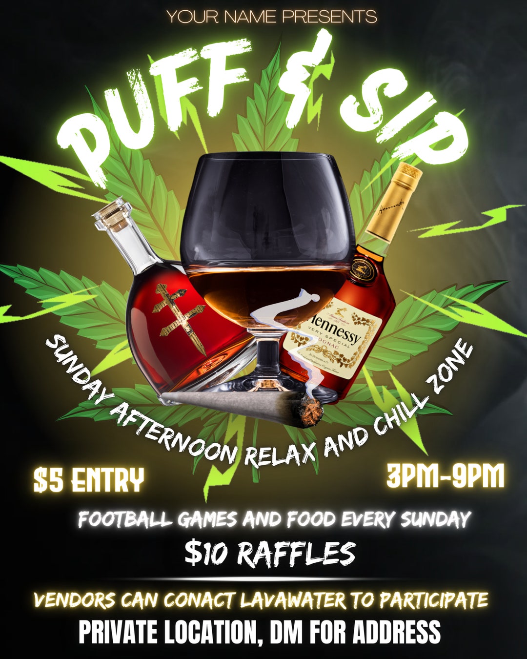 Editable Motion/animated Weed Party 420 Club Flyer Canva Template Puff ...