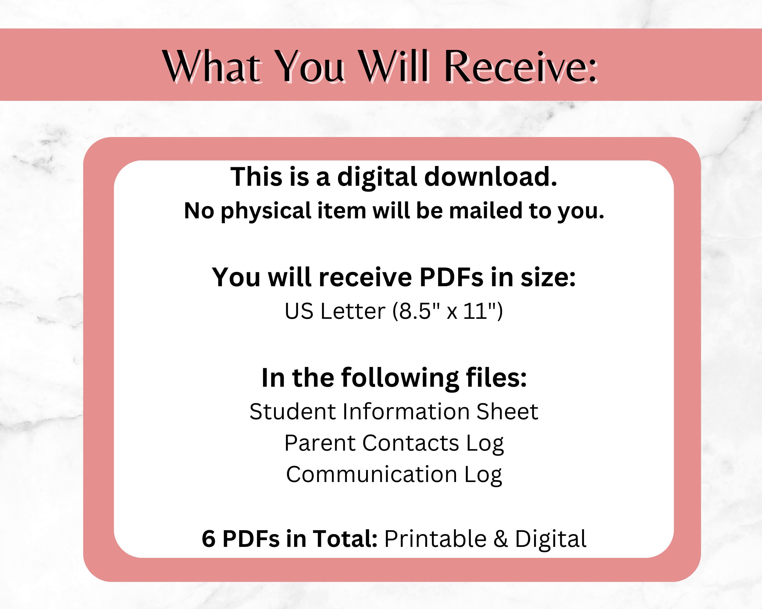 Editable Student Information Template, Parent Contact Log ...