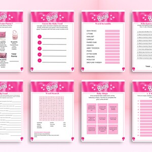 Editable Pink Baby Shower Games With Answer Keys | Come on Baby |baby ...