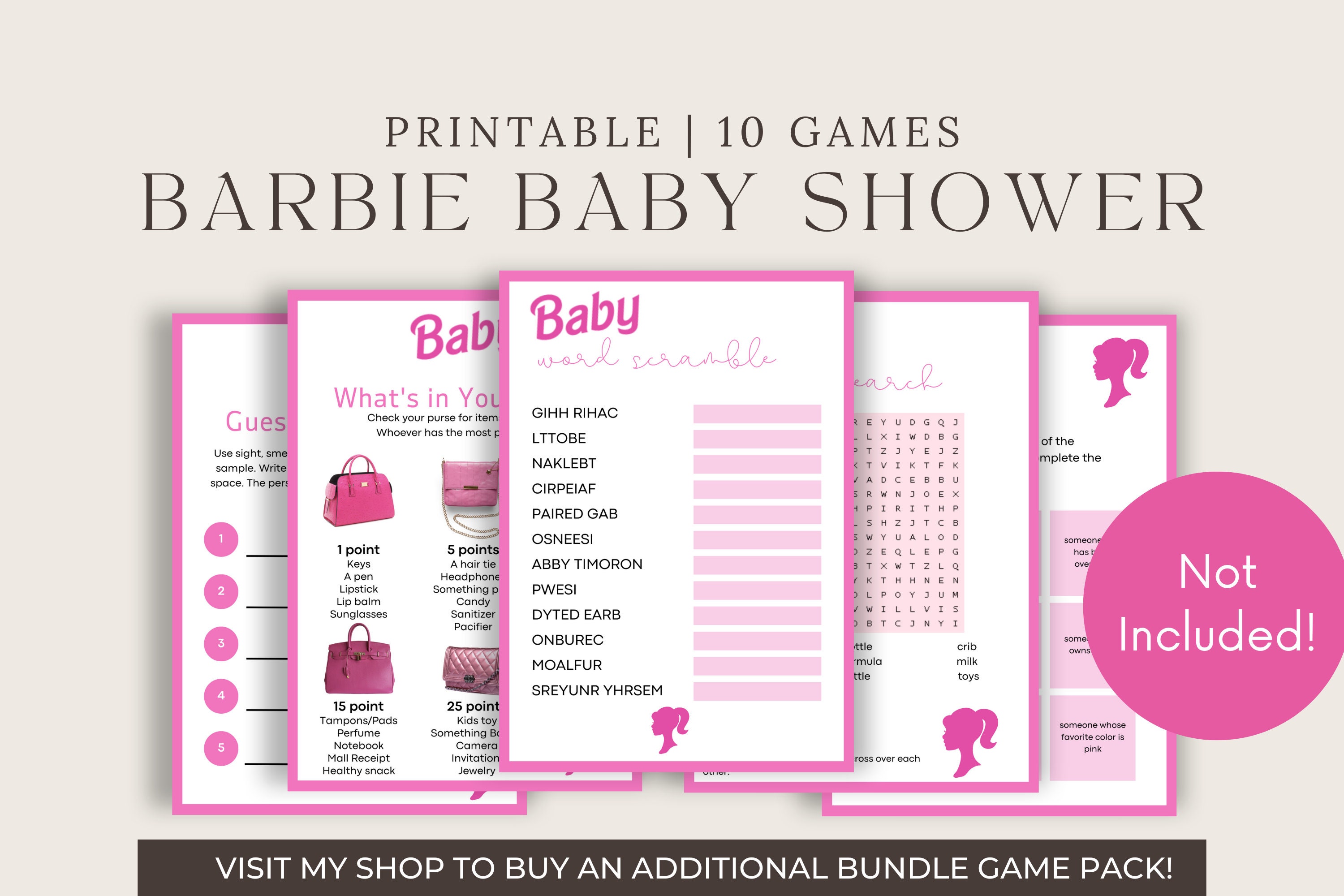 Pink Baby Shower Family Feud | Pink Doll Baby Shower Game Printable ...