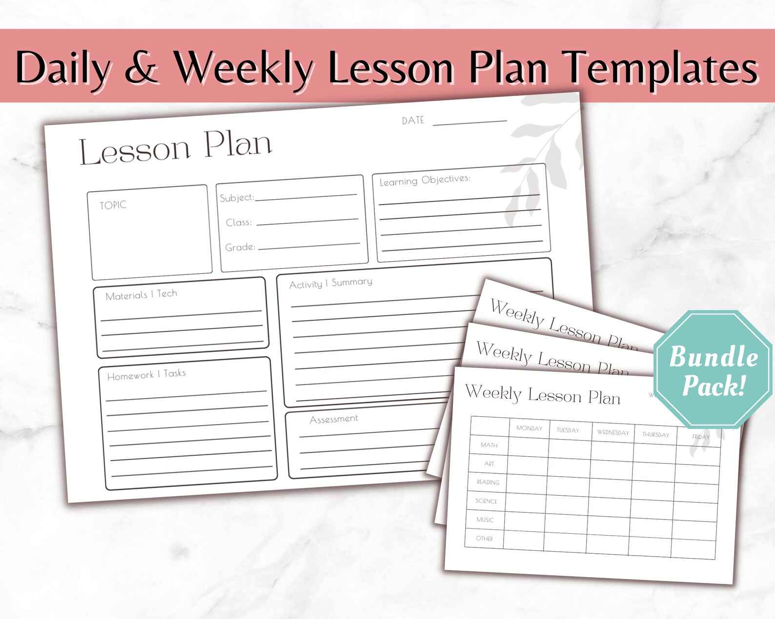 Lesson Plan Template, Weekly Lesson Planner Printable, Daily Plans ...