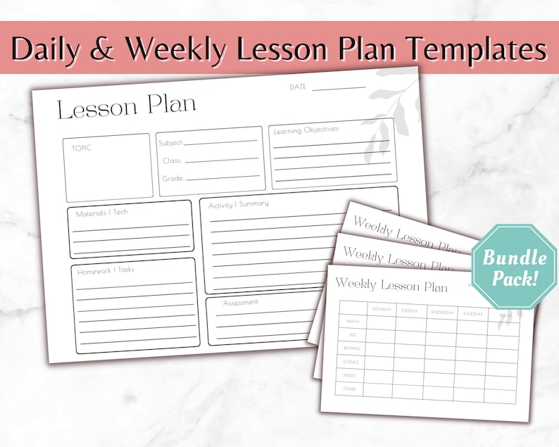Lesson Plan Template, Weekly Lesson Planner Printable, Daily Plans ...