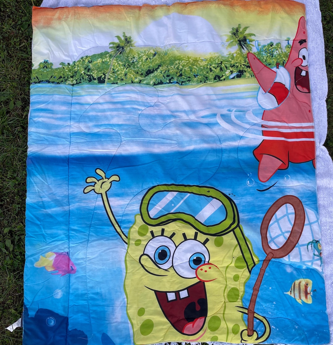 Vintage Nickelodeon Spongebob Squarepants Patrick Plankton Blanket 56 X ...