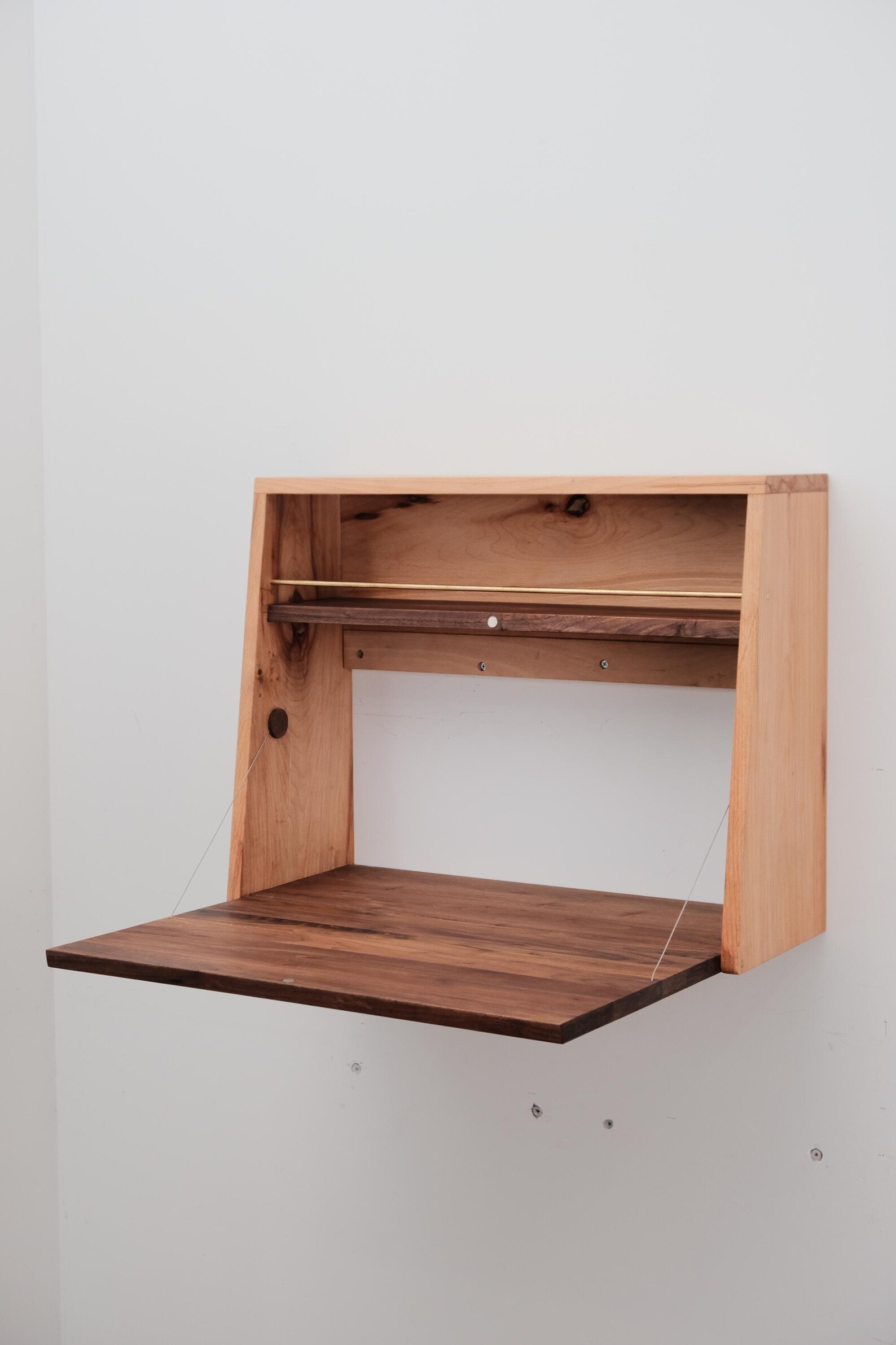 Solid Walnut Wood and Beechwood Bar Cabinet With Storage, Floating Home ...