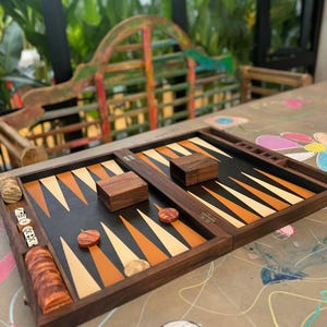 Luxury Backgammon Set, Walnut and Beech Wood With Microfiber Leather ...