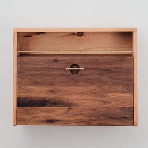 Solid Walnut Wood and Beechwood Bar Cabinet With Storage, Floating Home ...