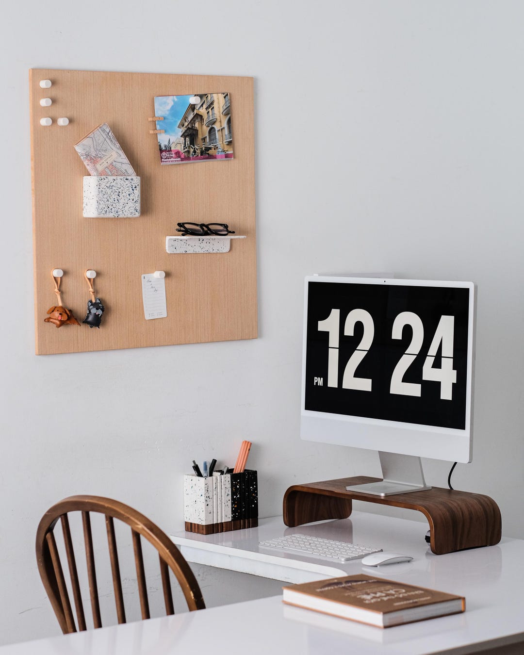 Magnetic Wall Organizer, Wooden Bulletin Board & Home Office Decor, Oak ...