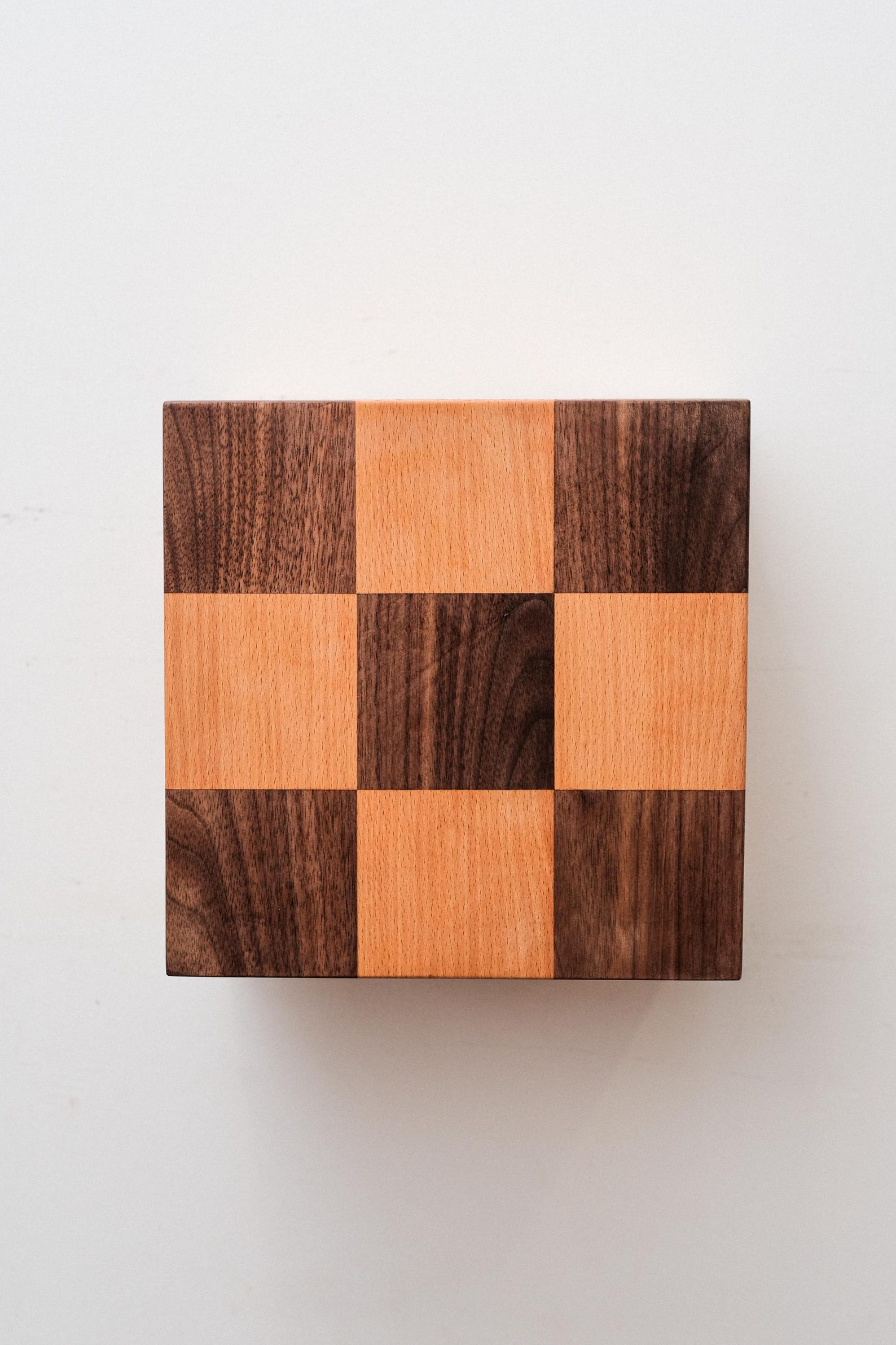 Solid Walnut and Beechwood Cube Floating Console, Small Cube Shelf With ...