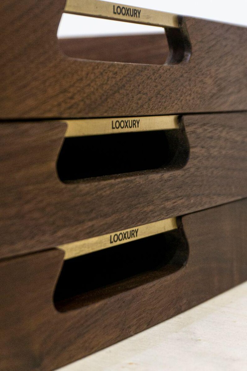 Wooden Tray With Brass Inlay, Personalized Walnut Serving Tray With ...