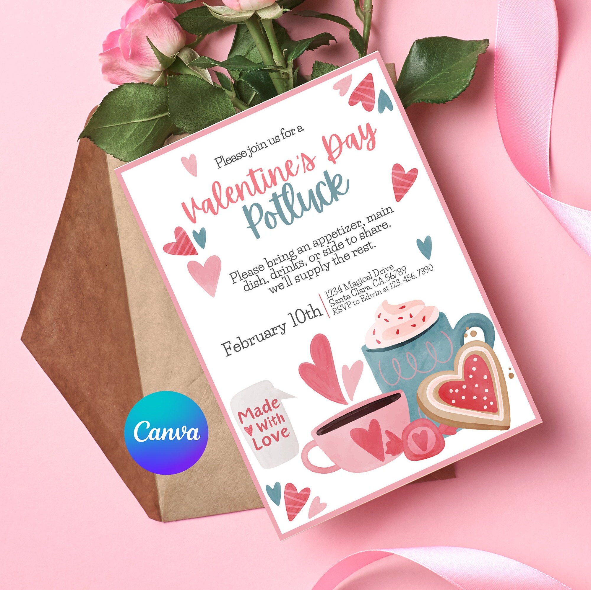 Valentine's Day Potluck Invitation, Valentines Brunch Invitation ...