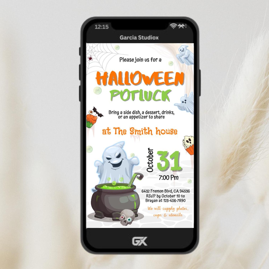 Editable Potluck Halloween Party Invitation, Customizable PDF & Mobile ...