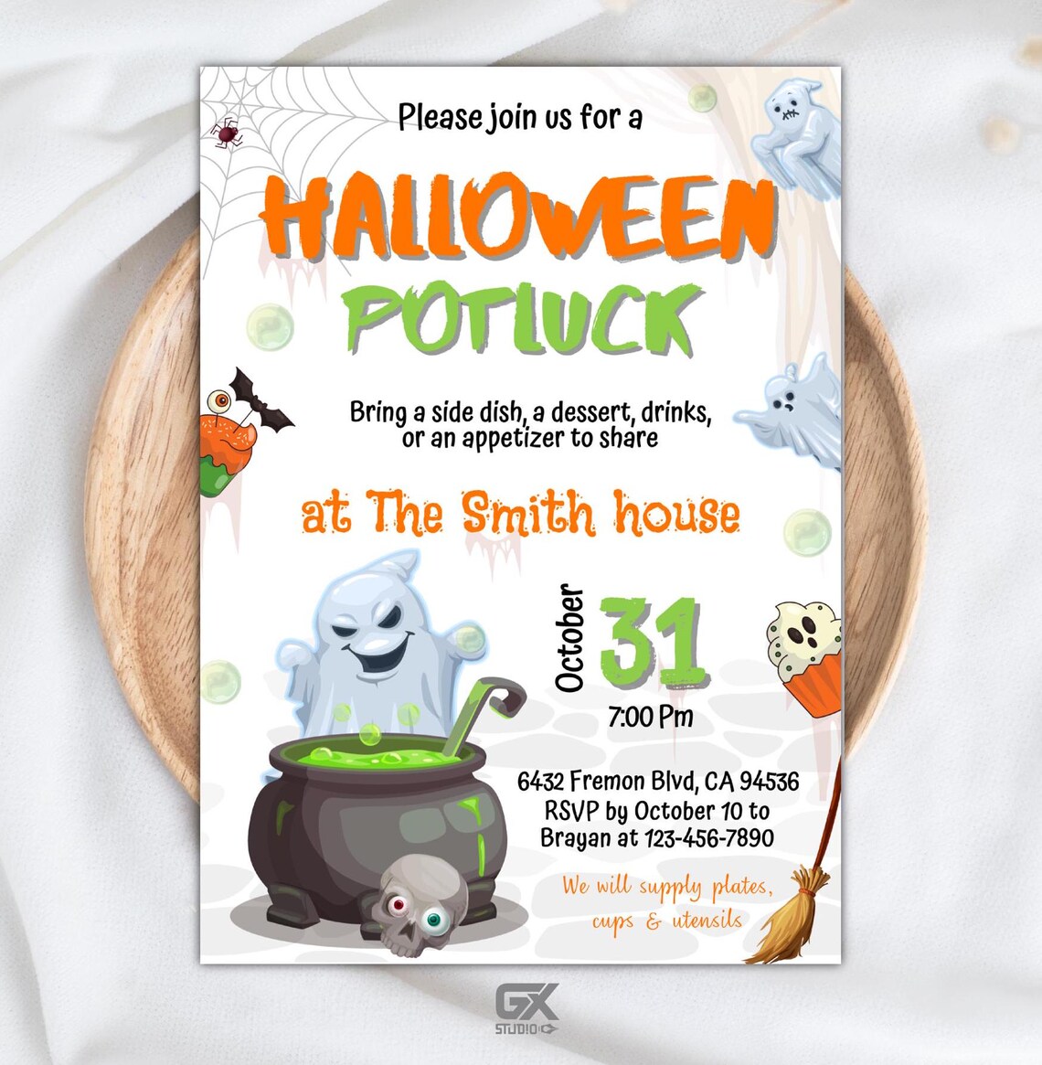 Editable Potluck Halloween Party Invitation, Customizable PDF & Mobile ...