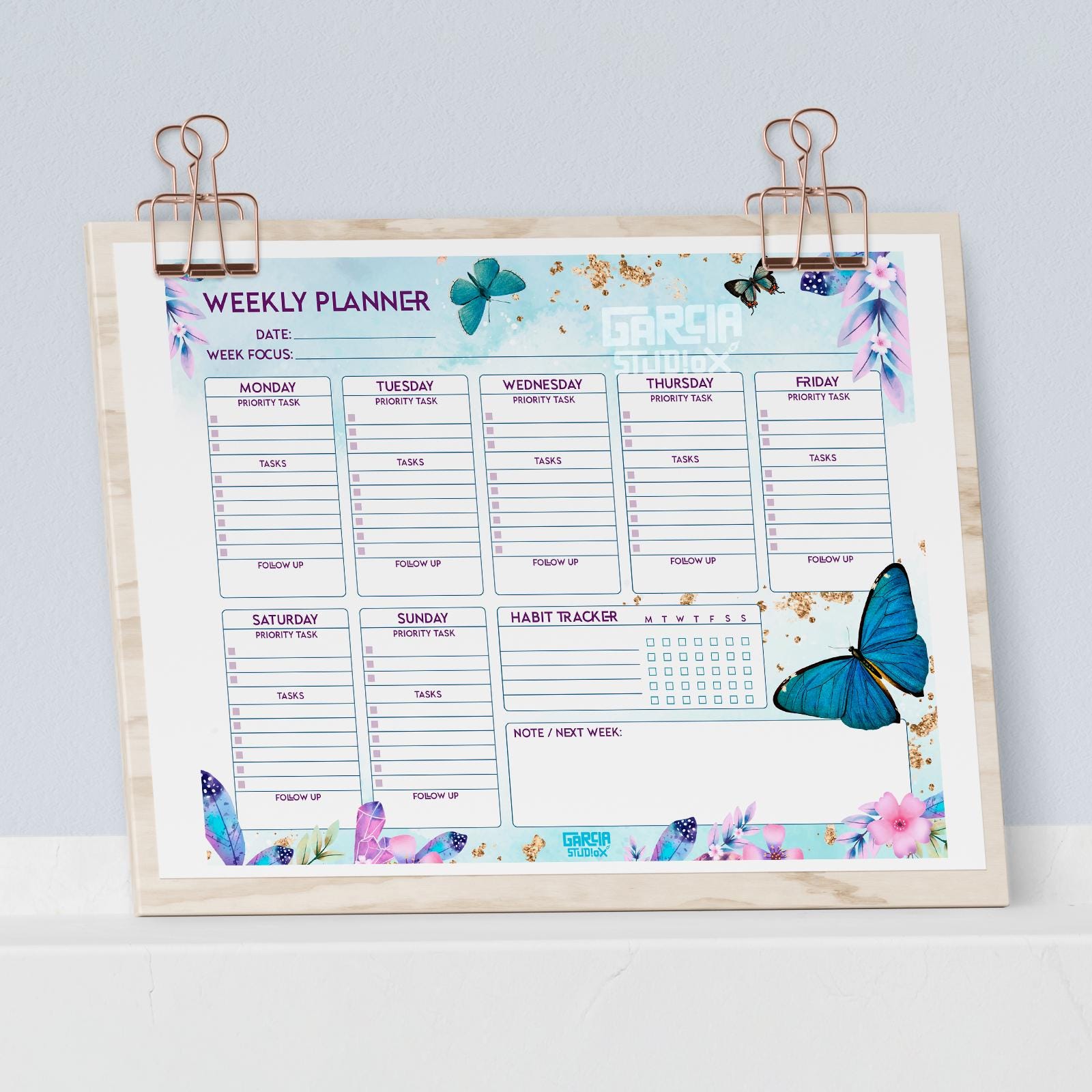 Best Weekly Planner Butterfly Design | Improve Your Weekly Productivity ...