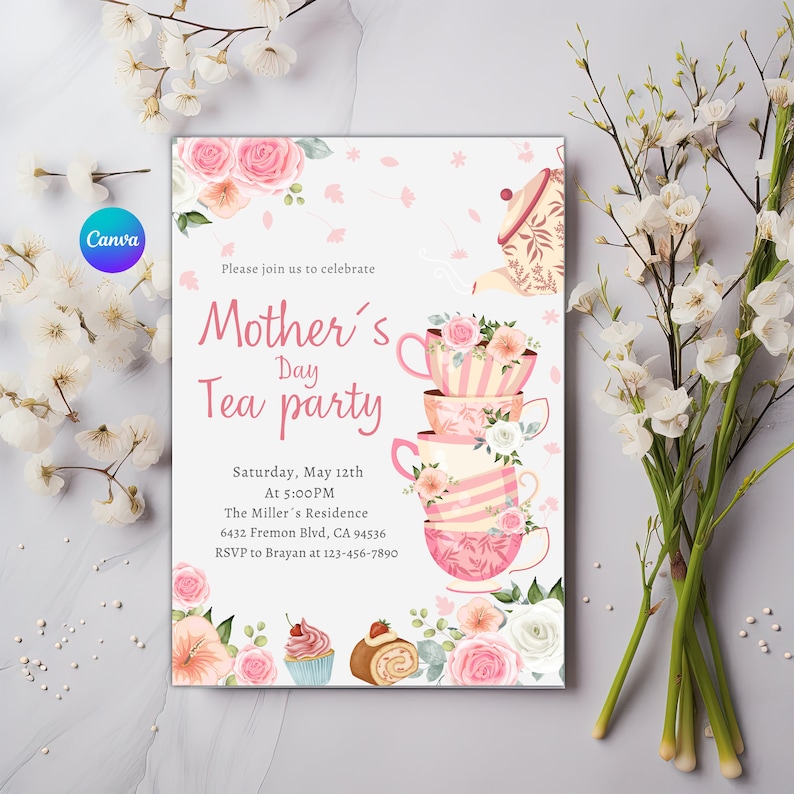 Mothers Day Tea Party Invitation Mother's Day Brunch Invite Mommy and ...