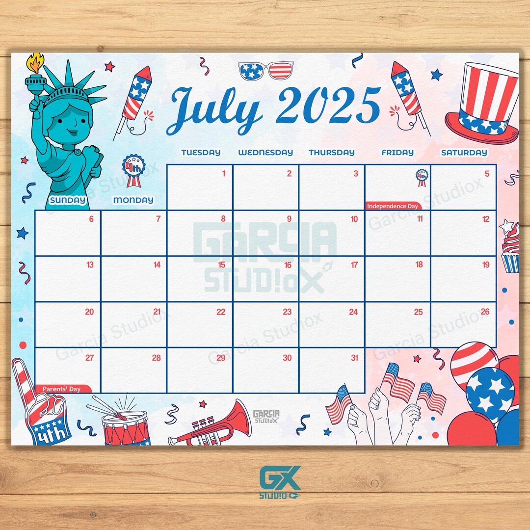 EDITABLE July 2025 Calendar, Fillable Patriot Planner, Monthly Schedule ...