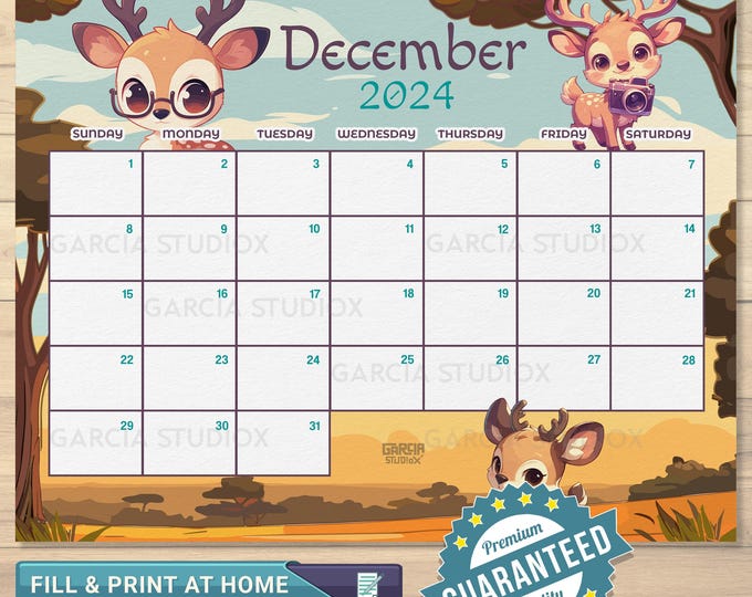 EDITABLE December 2024 Calendar, Fillable Christmas Planner, Monthly ...