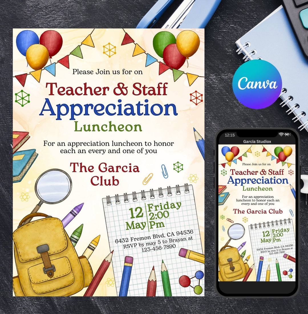 Teacher Staff Appreciation Invitation, Happy Teacher Day Invite ...