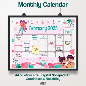Editable February 2025 Calendar for Kids: Printable and Digital Monthly ...
