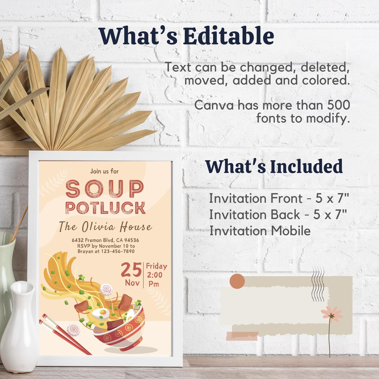 Editable Soup Potluck Invitation, Custom Soup Party Template for ...