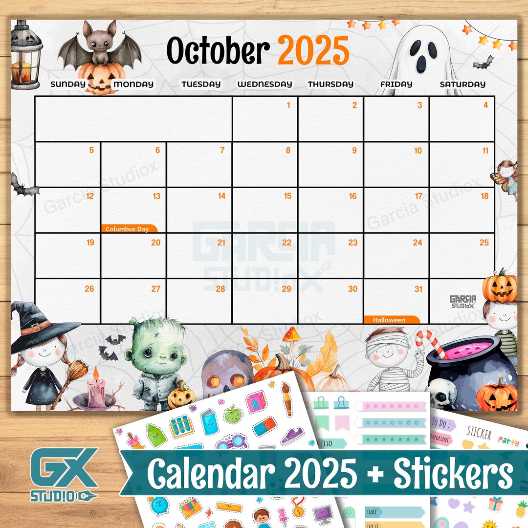 OCTOBER 2025 Calendar Editable, Fun Halloween Costume Party, Spooky ...