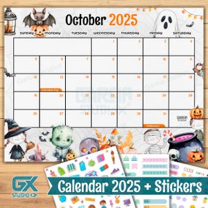 OCTOBER 2025 Calendar Editable, Fun Halloween Costume Party, Spooky ...
