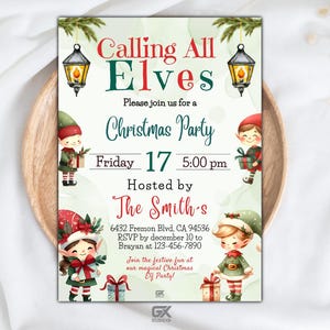 EDITABLE Christmas Elf Party Invitation, Customizable Holiday Elf Event ...