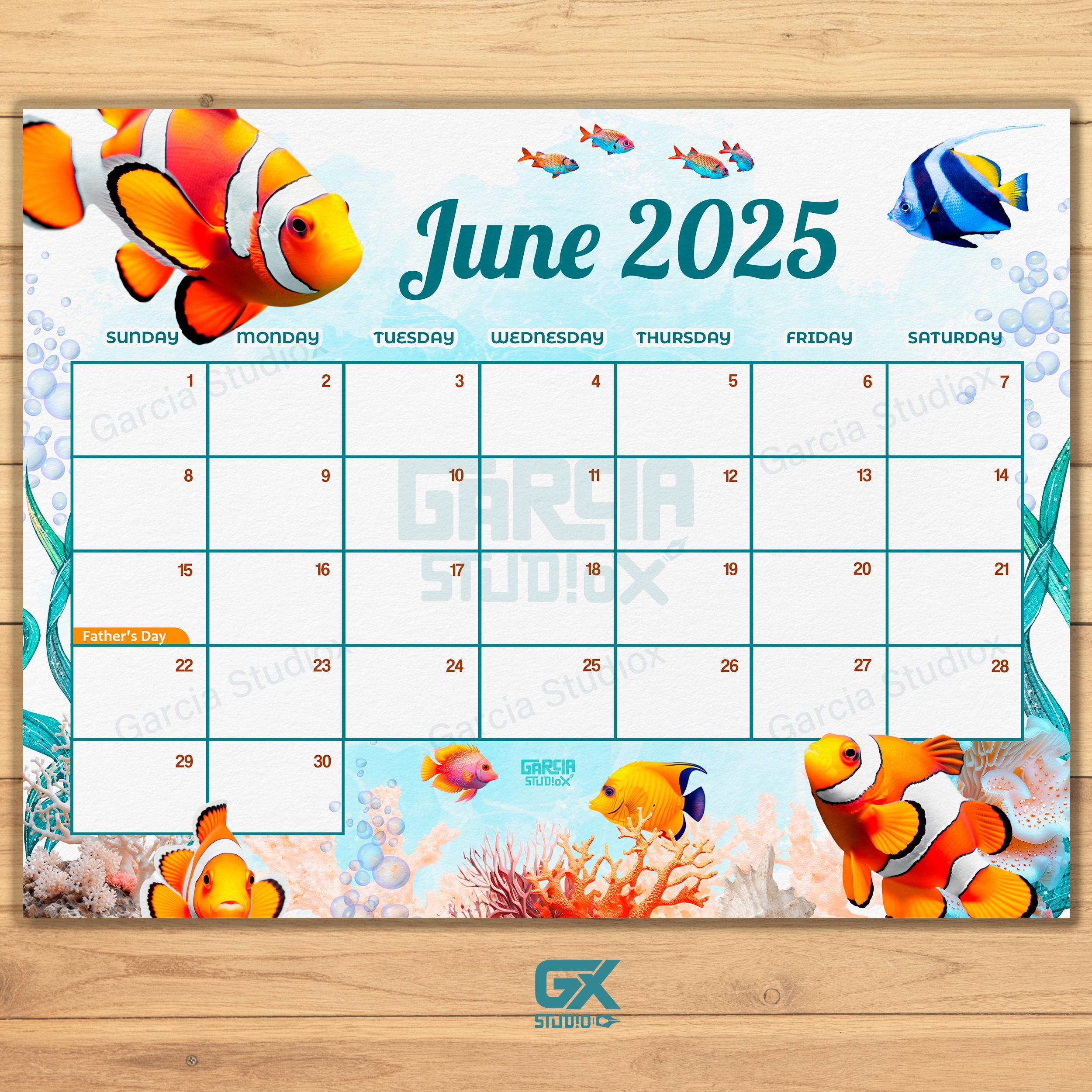 EDITABLE June 2025 Calendar, Fillable Summer Planner, Monthly Schedule ...
