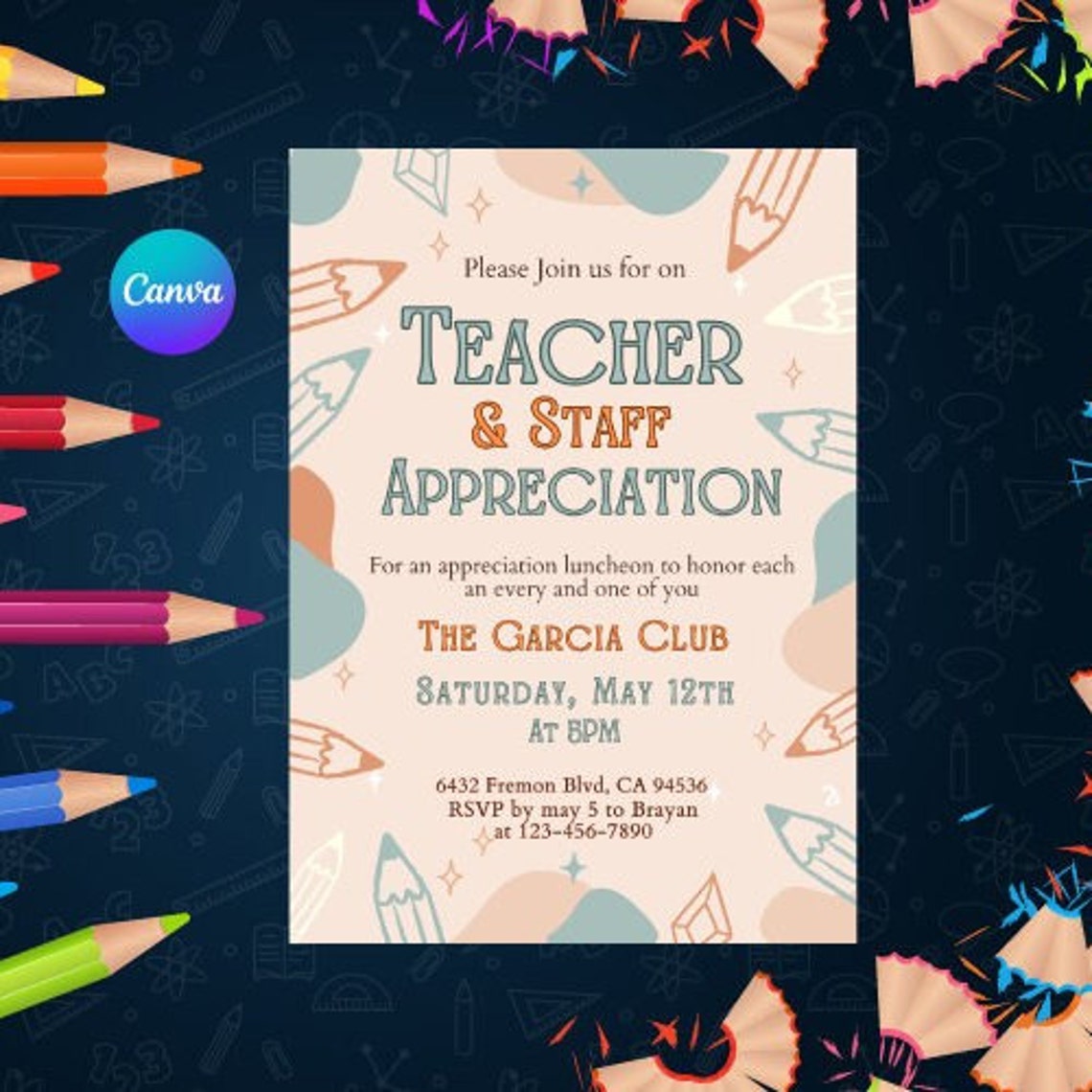 Teacher Staff Appreciation Invitation, Luncheon Appreciation Editable ...