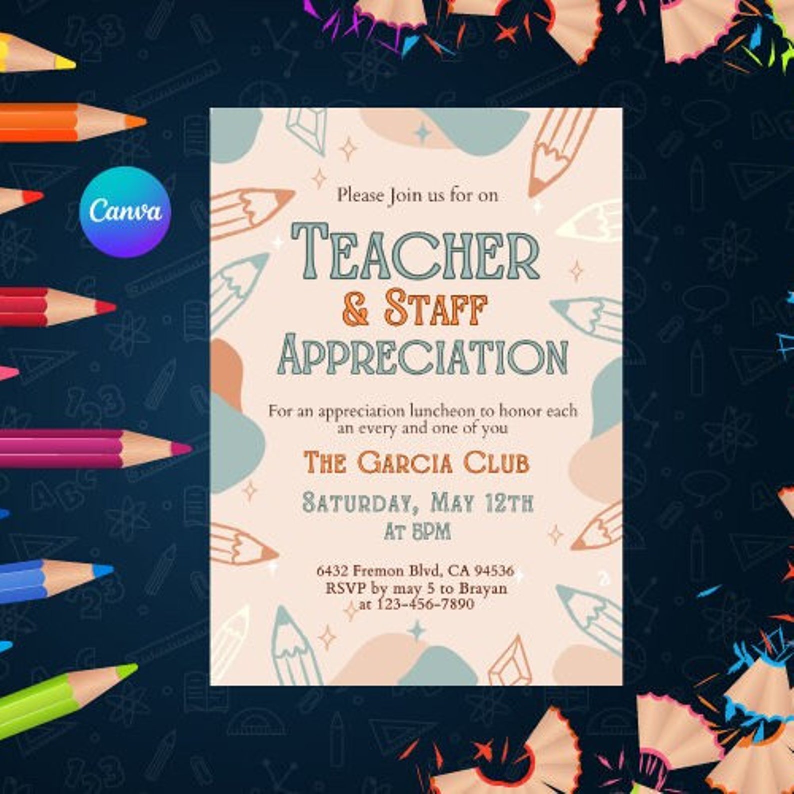 Teacher Staff Appreciation Invitation, Luncheon Appreciation Editable ...