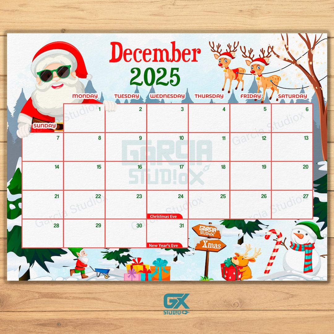 EDITABLE December 2025 Calendar, Fillable Christmas Planner, Monthly ...