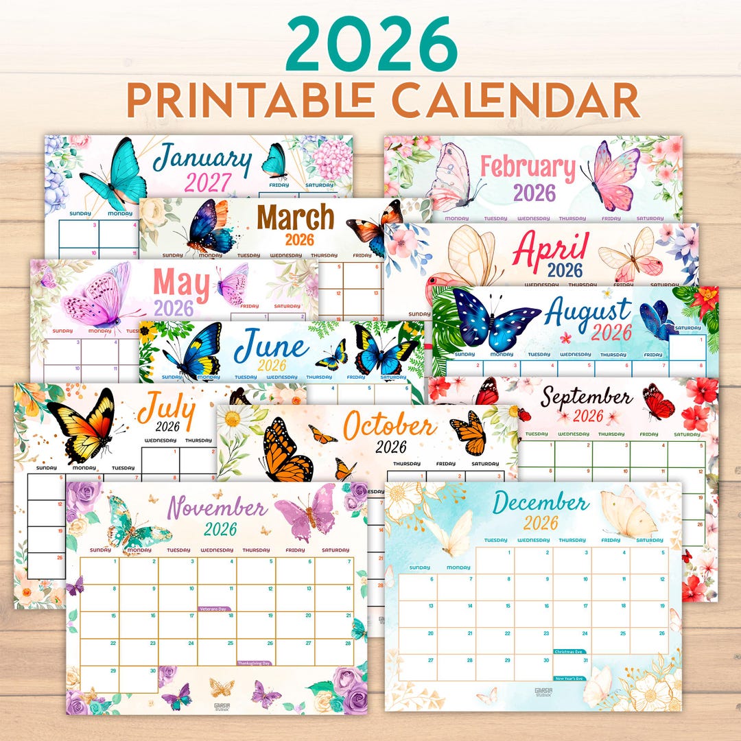 2026 Kids Calendar | Editable Monthly Calendar for Children, 12 Months ...