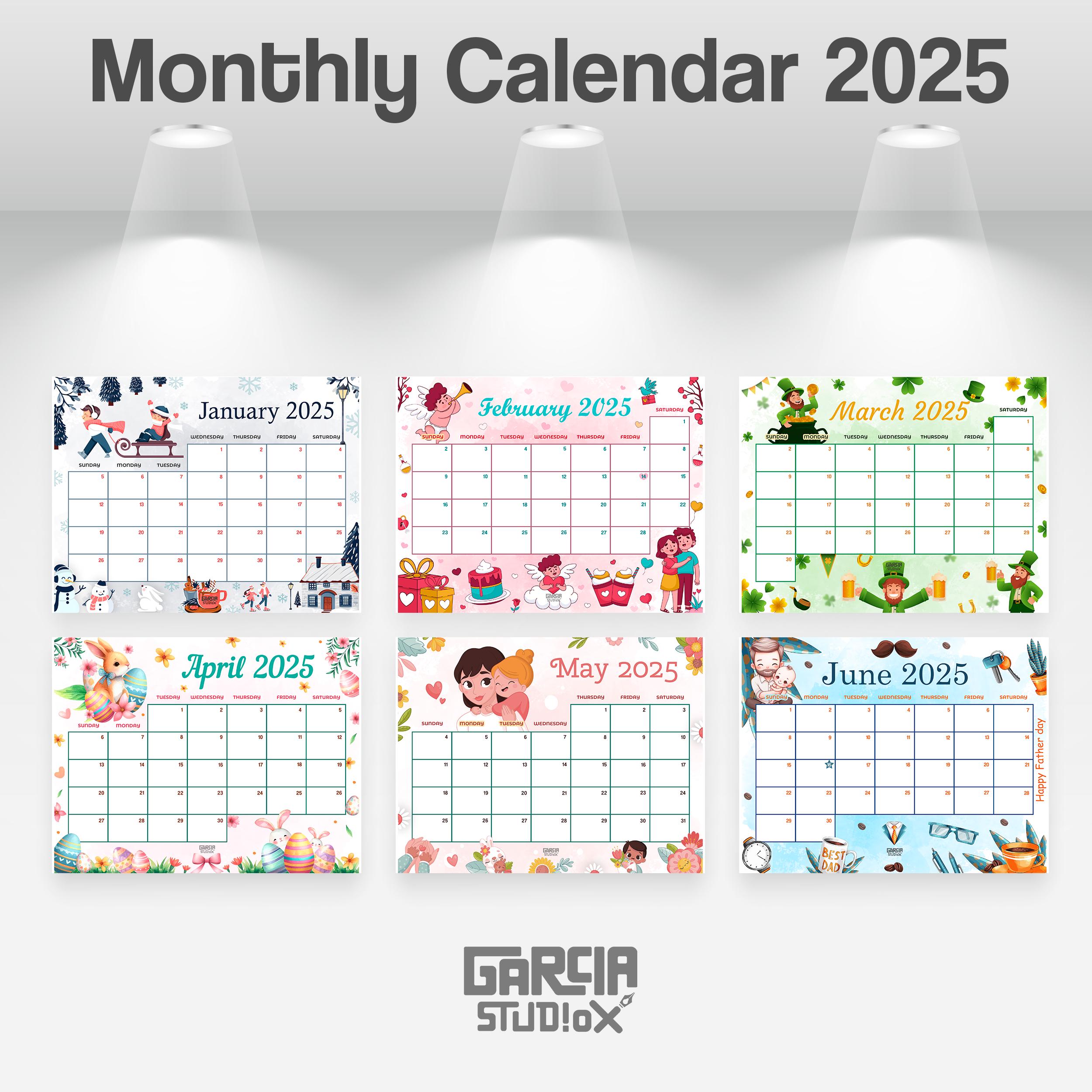 2025 Calendar Printable, Cute Kids Calendar 2025, Wall Calendar PDF ...