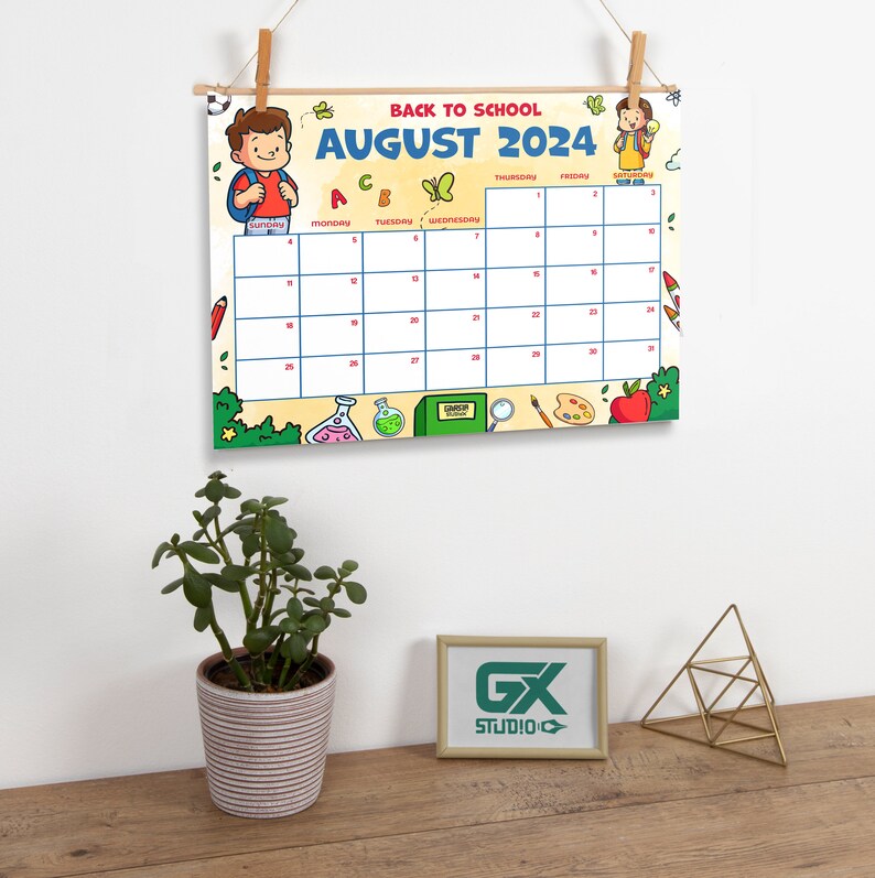 EDITABLE August 2024 Calendar, Fillable Back to School Planner, Monthly ...