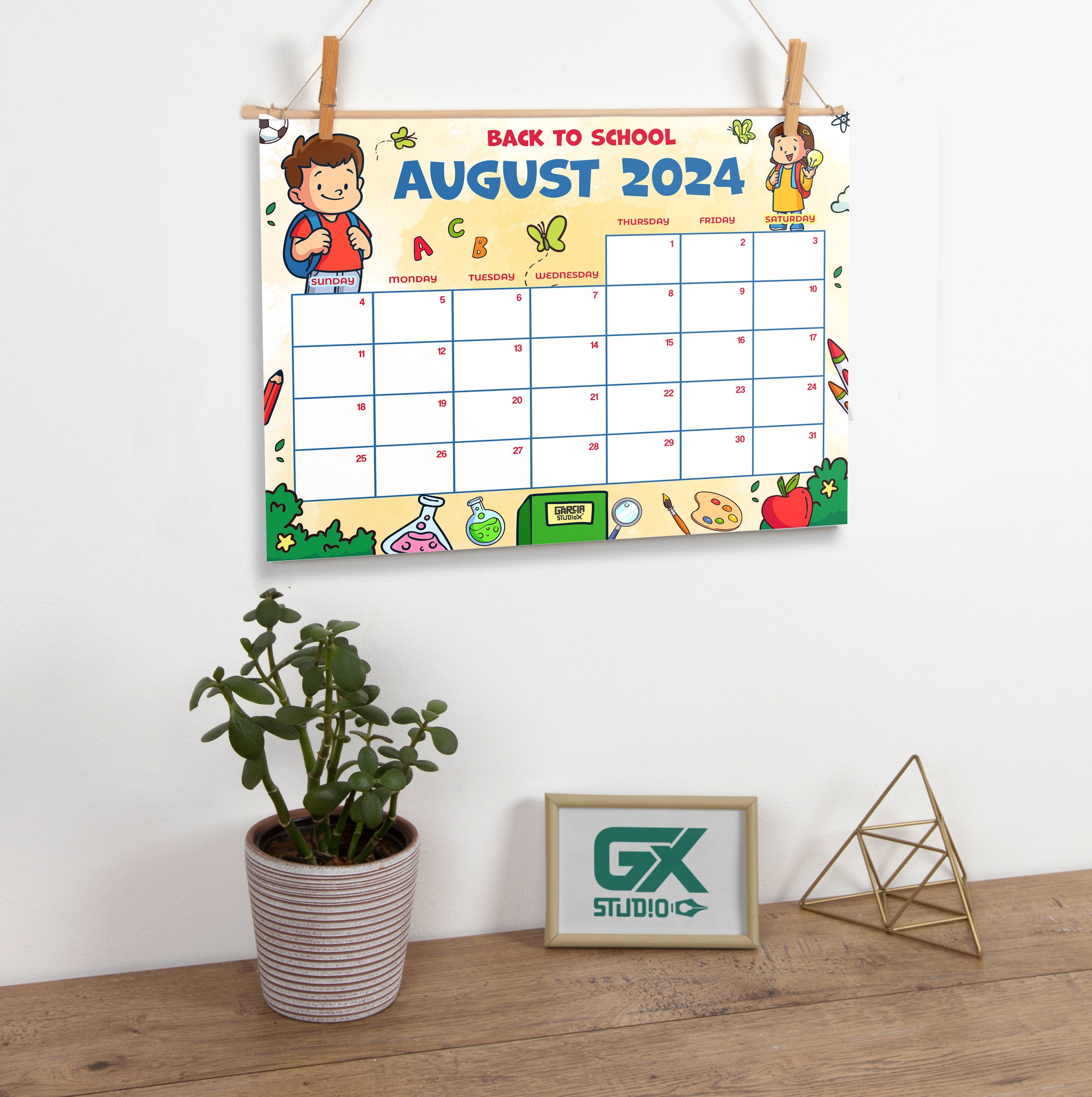EDITABLE August 2024 Calendar, Fillable Back to School Planner, Monthly ...