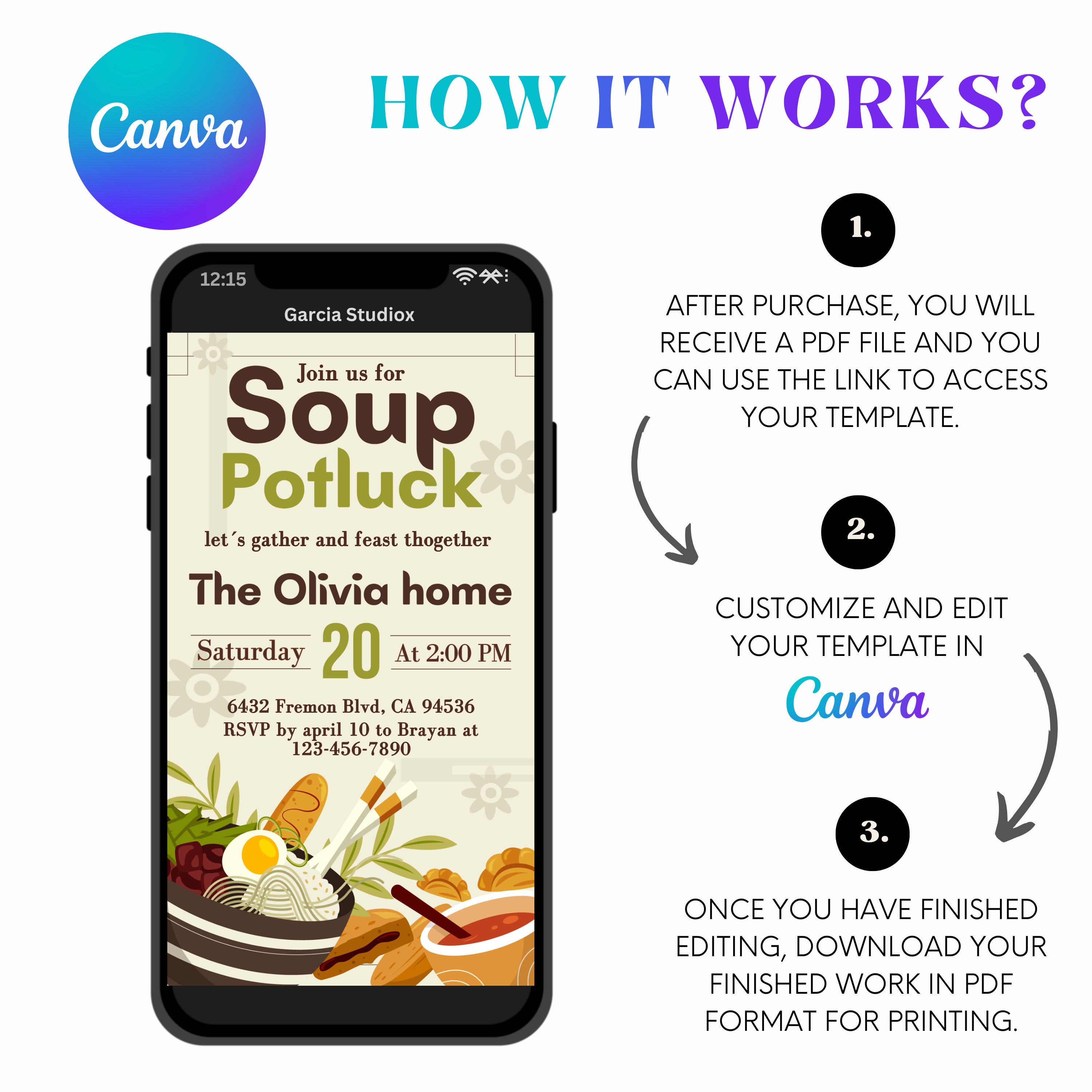 Soup Potluck Invitation Template, Soup Invitations, Potluck Invitation ...