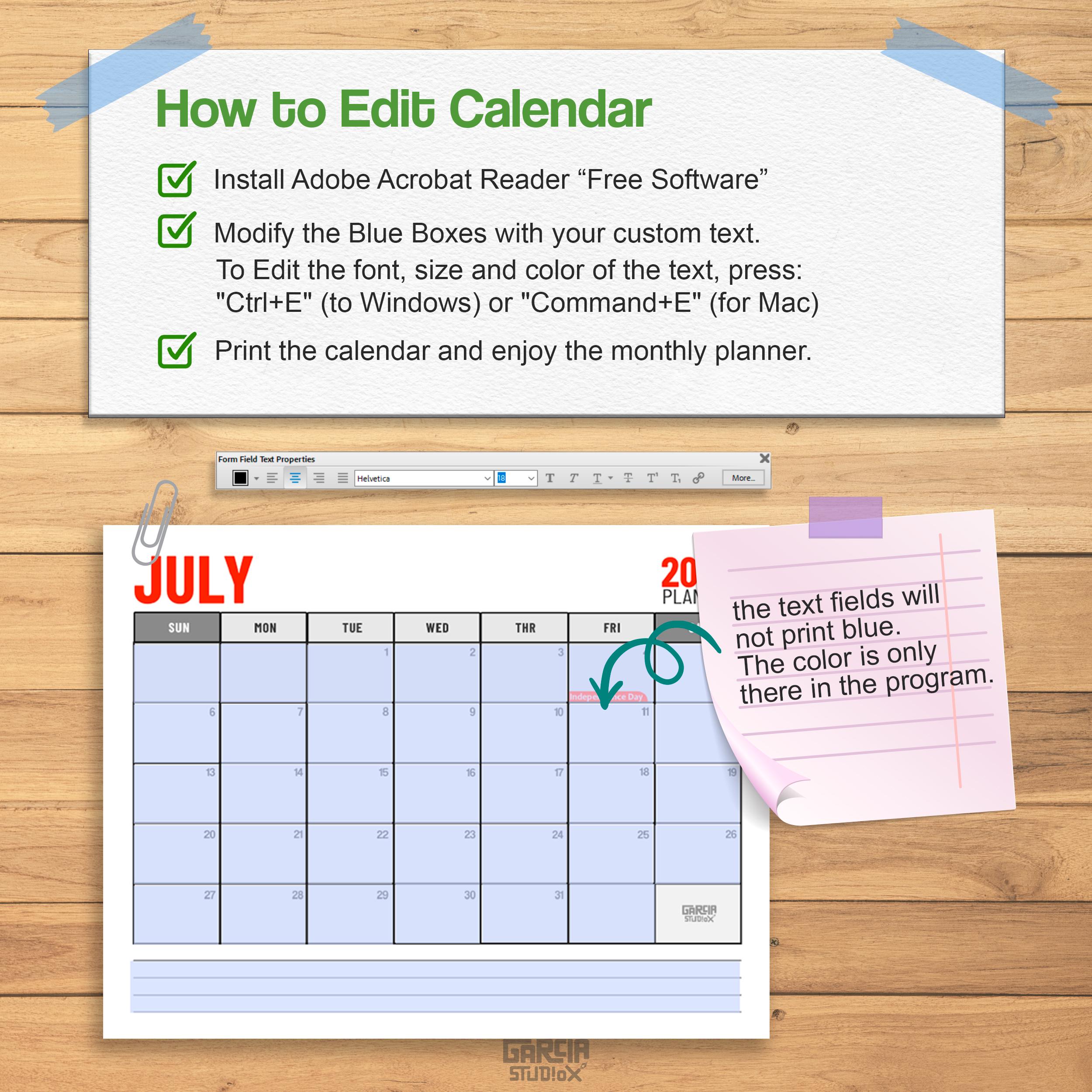 EDITABLE July 2025 Calendar - Minimalist Monthly Planner for Office ...
