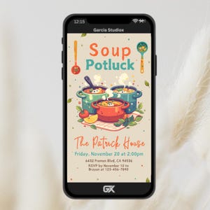 Editable Soup Potluck Invitation, Family and Friends Gathering ...