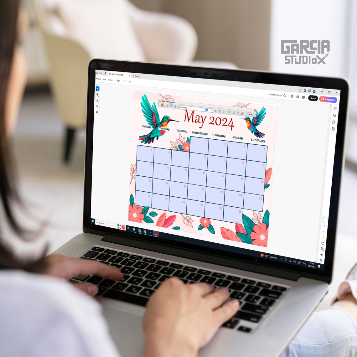 EDITABLE May 2024 Calendar, Fillable Spring Planner, Monthly Schedule ...